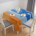 Coastal Orange Beach Blue Sky Table Cloth 60x60in, Waterproof Square ...