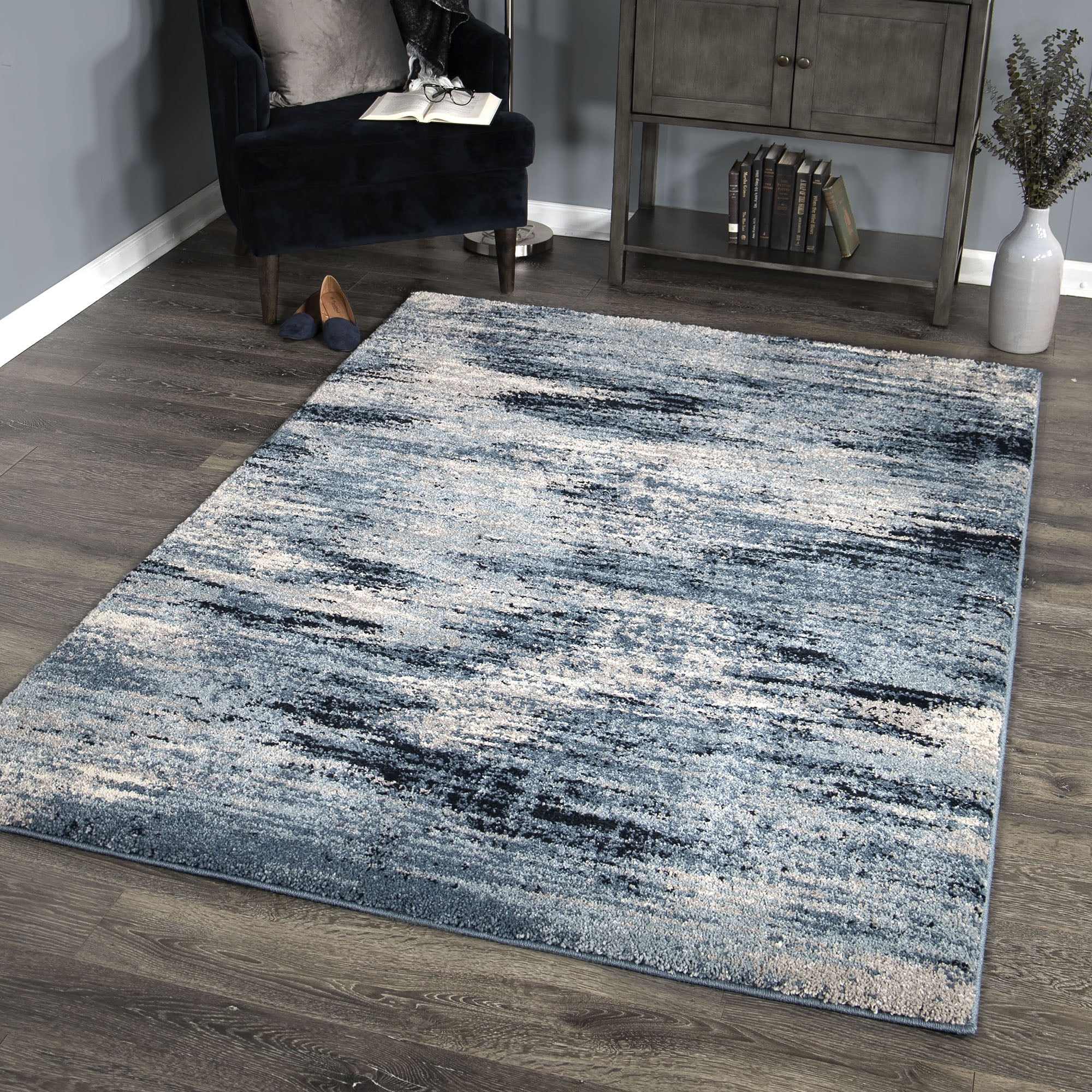 Spartan Contemporary 5x8 Area Rug in Cream/Blue - Walmart.com