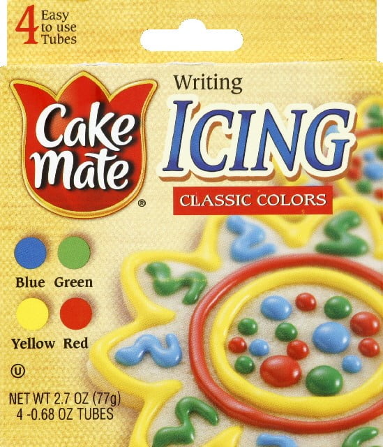 Cake Mate Writing Icing Classic Colors (Red, Yellow, Blue, Green) 4 ...