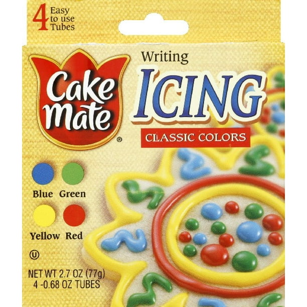 Cake Mate Writing Icing Classic Colors (Red, Yellow, Blue, Green) 4 ...