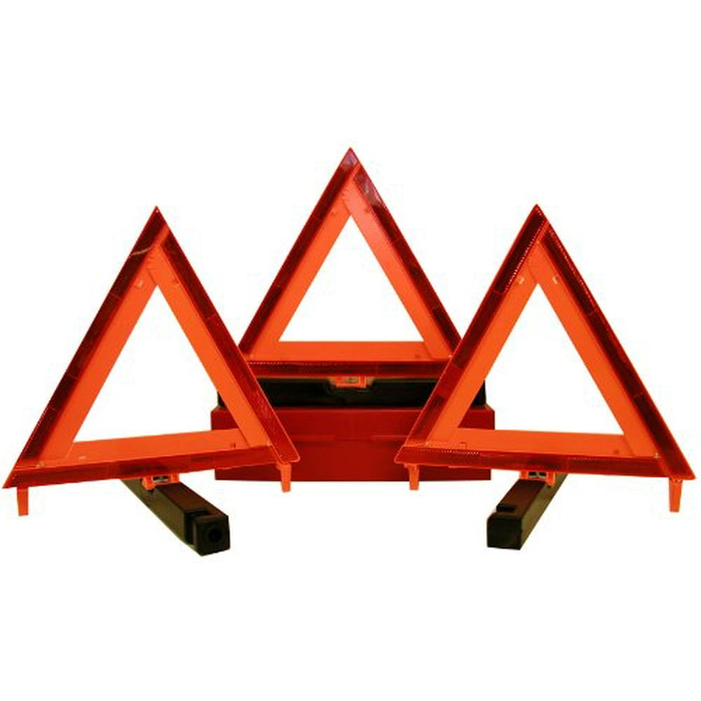 PM 449 Warning Triangle Kit, Fluorescent Orange Reflector, Plastic Post ...