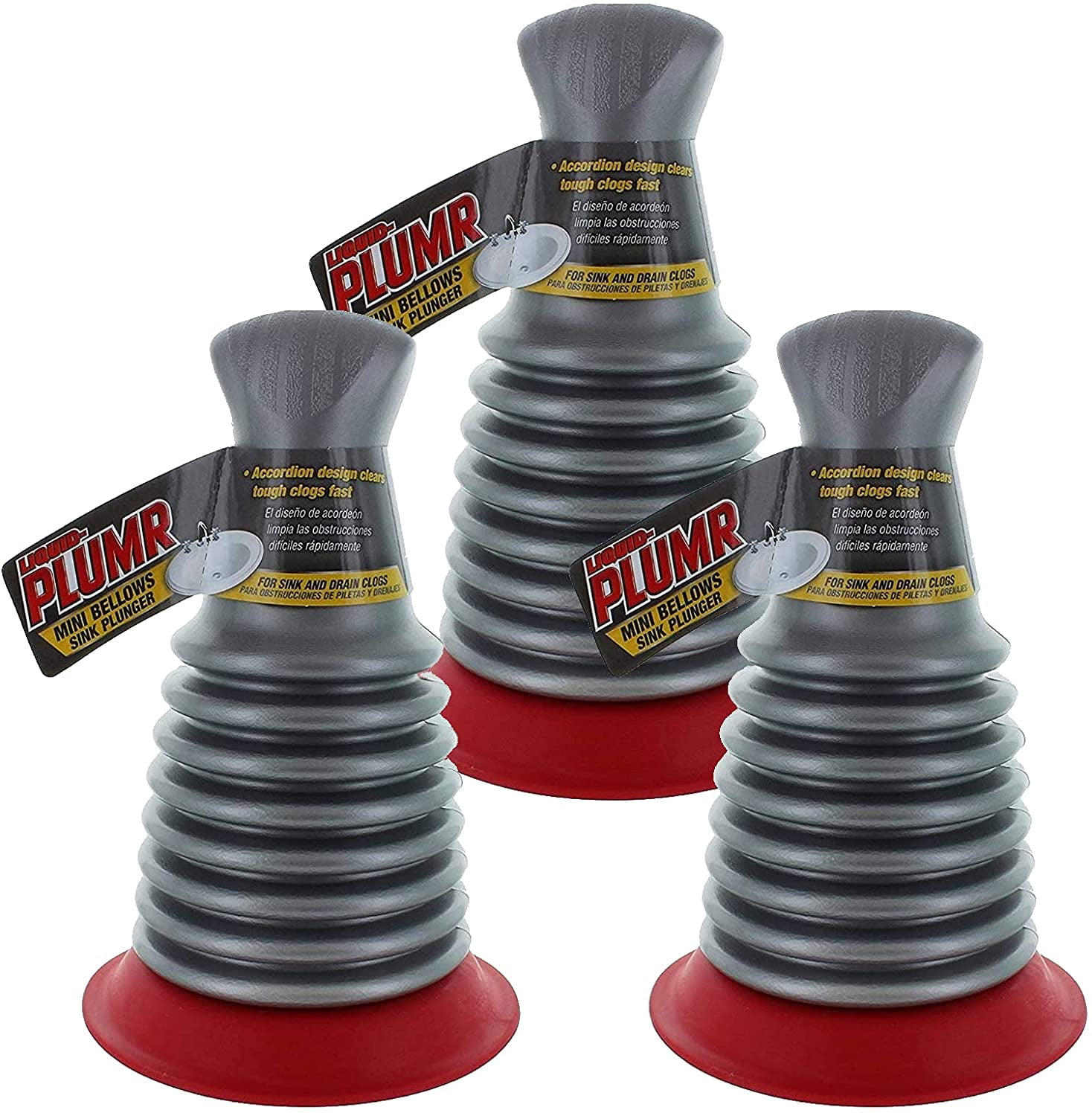 Liquid Plumr Mini Bellows Sink and Drain Plunger - 3 Pack - Walmart.com