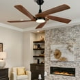 Free Shipping! DEXTRUS 52'' Walnut Modern LED Downrod Ceiling Fan with ...