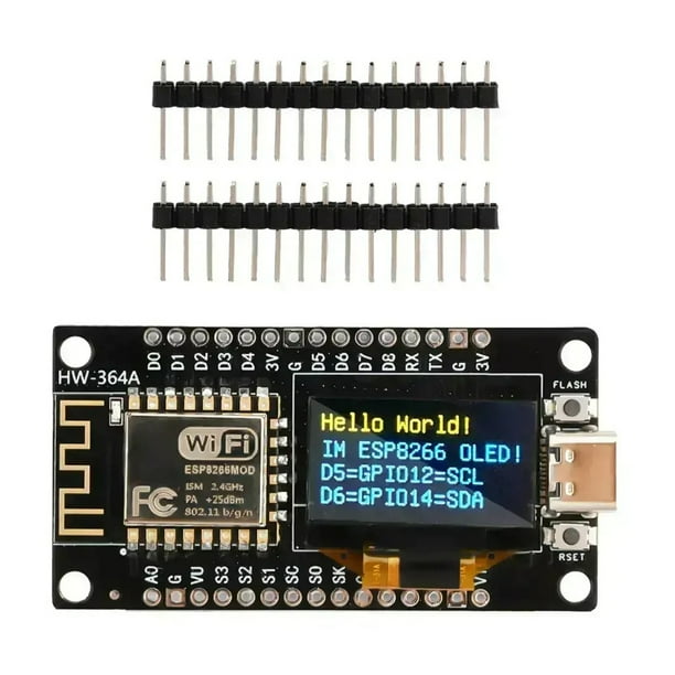 Ounissouiy Módulo negro OLEDwifi de 96 pulgadas compatible con el chip ESP8266 y memoria flash ...