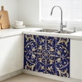 Abstract Blue Gold Small Cabinet Curtains 10"W x 11"L, Luxurious ...