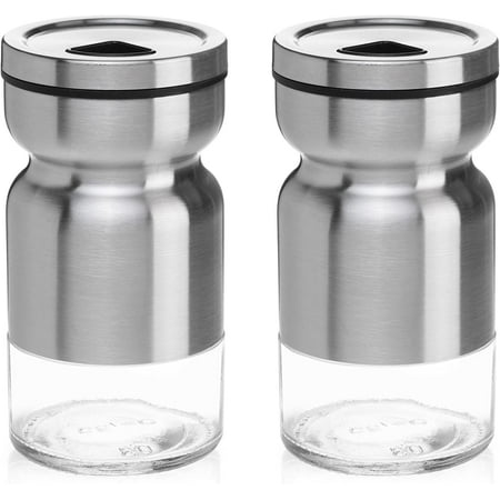 Salt and Pepper Shakers Set with Adjustable Pour Holes - Stainless ...