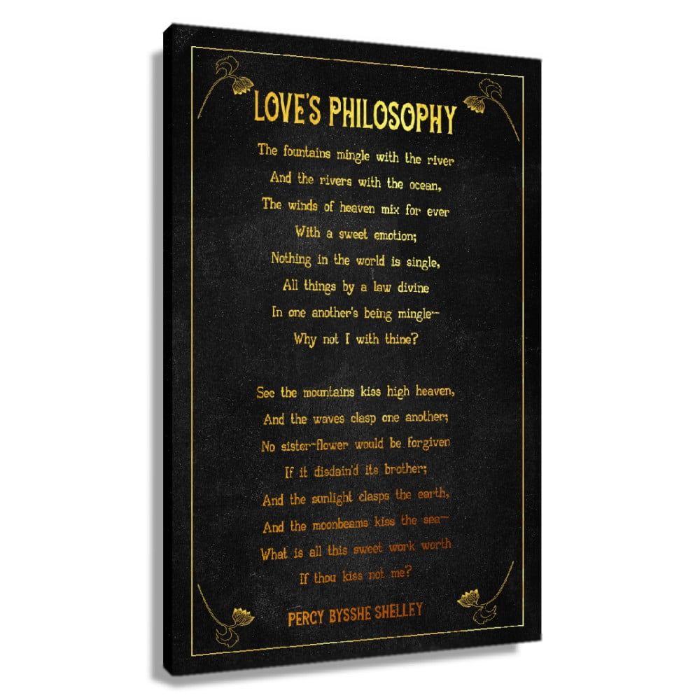 Love's Philosophy Poem Wall Decor Percy Bysshe Shelley Quote Wall Art ...