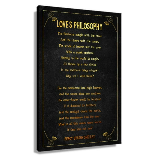 Love's Philosophy Poem Wall Decor Percy Bysshe Shelley Quote Wall Art ...