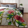 Red Roses Quilted Comforters Cooling Blanket Full Size, Vines Lines ...