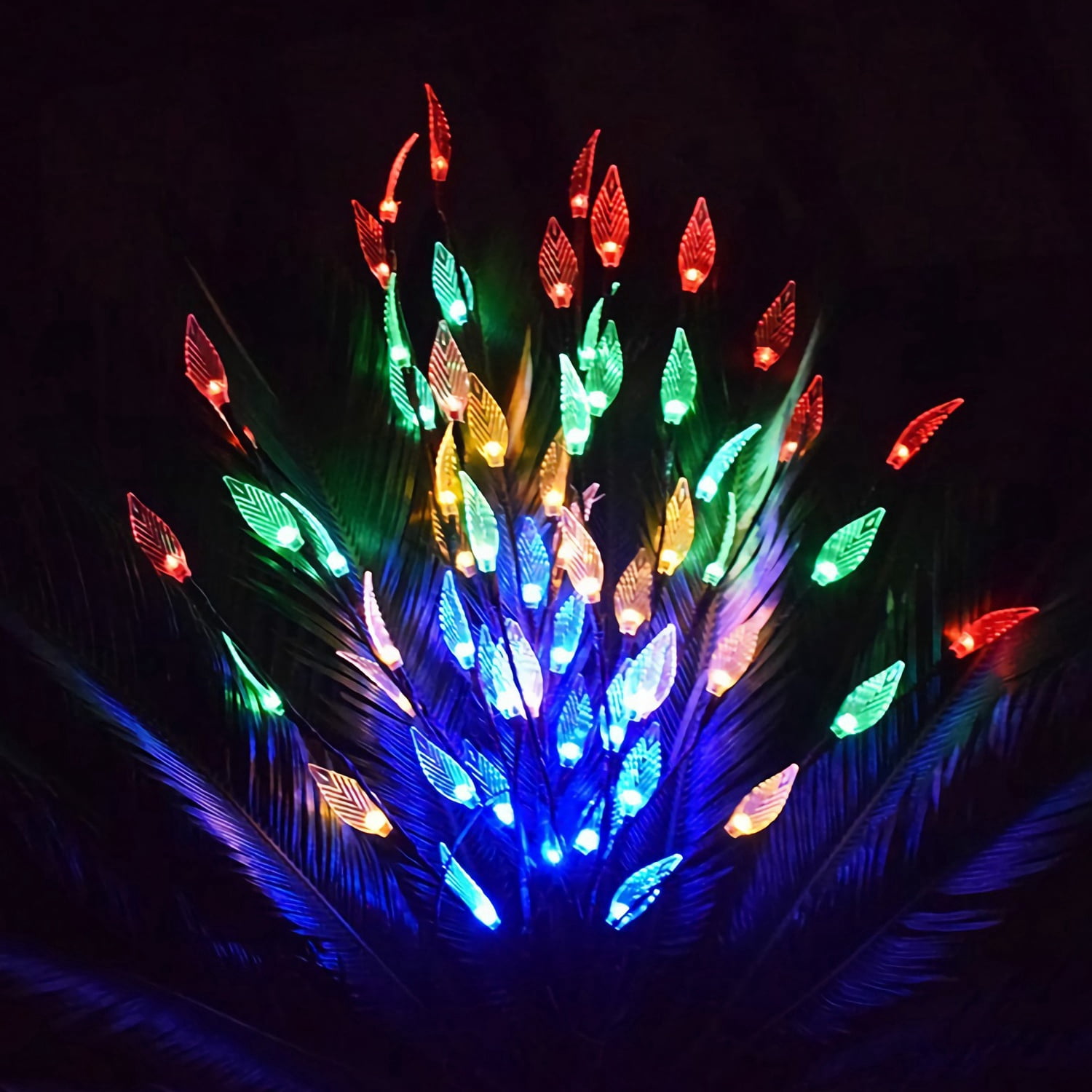 Solarek 3 PCS 60 LED Solar Garden Lights Tree Branch Leaf Shape Lamp ...