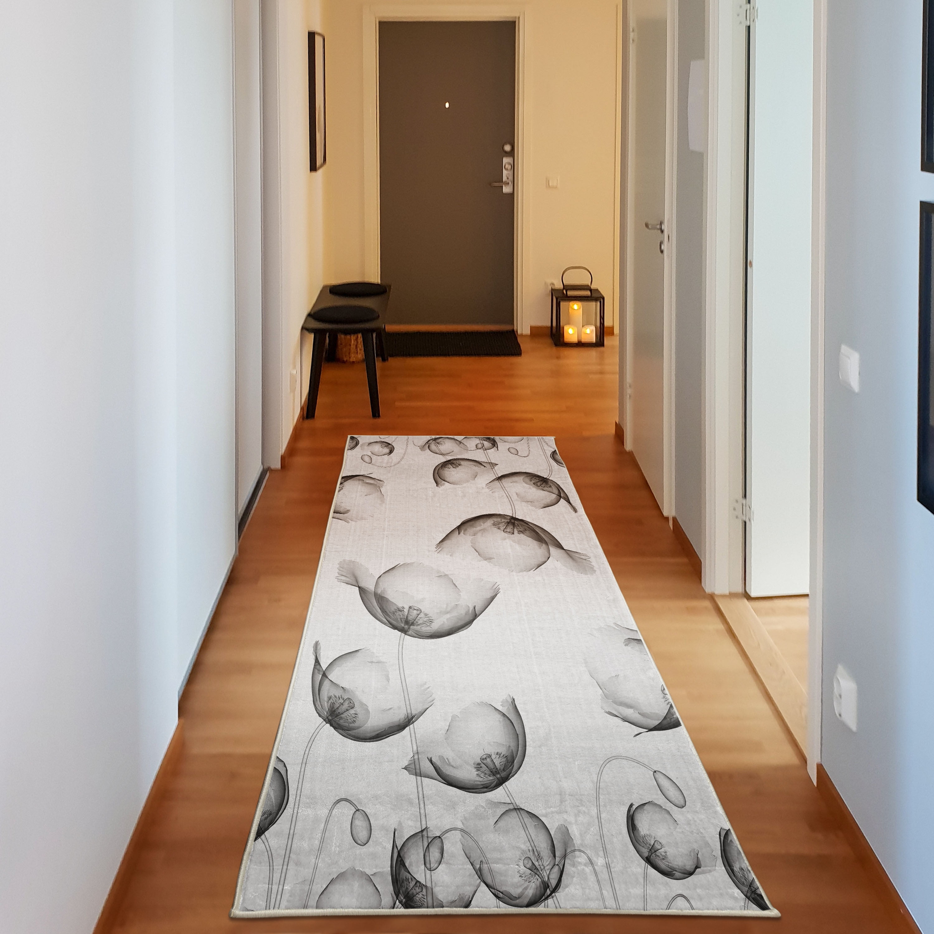 Flower Decorative Rug, X-ray Picture of Poppy Flowers in a Windy Day ...