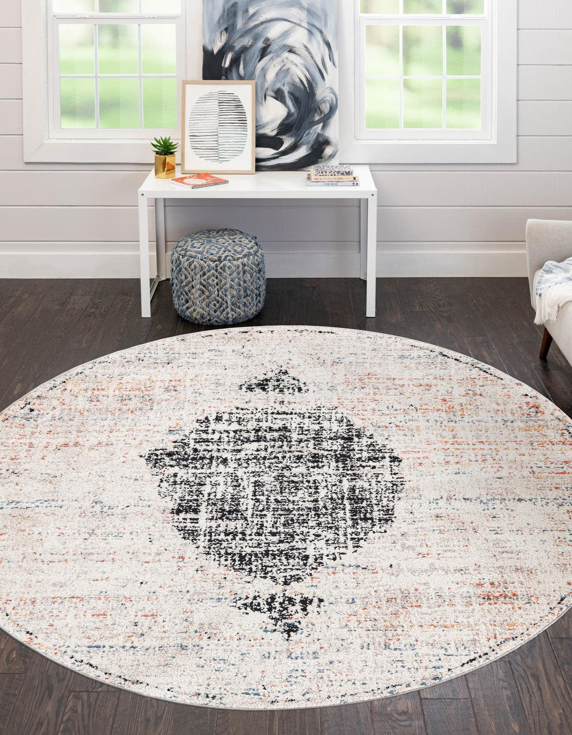Rugs.com Aramis Collection Rug – 7 Ft Round Ivory Medium Rug Perfect ...