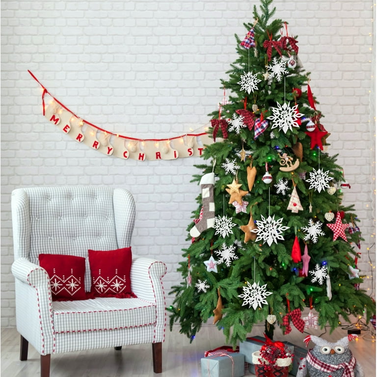 Red White Snowflake String Decoration
