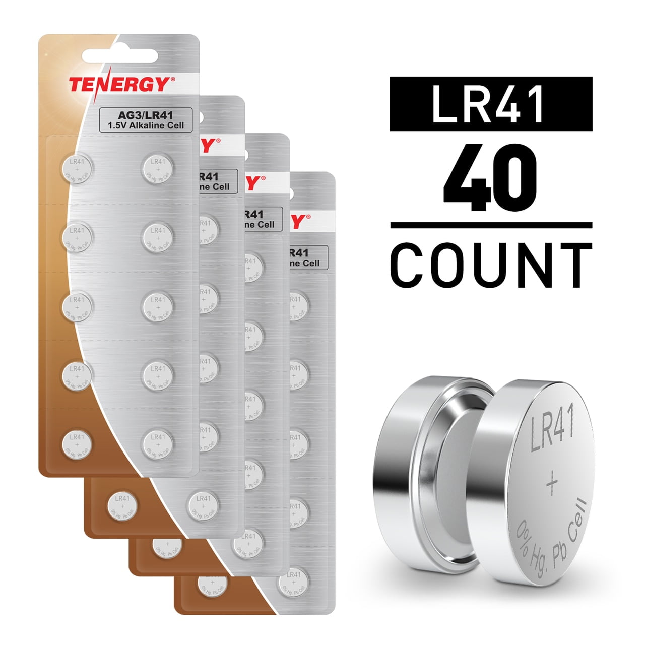 Tenergy 40 Pack LR41 / AG3 1.5V Alkaline Button Cells - Walmart.com