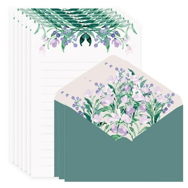 "Floral Decorative Stationery Set - 8.5"" x 11"" Letter Writing Paper ...