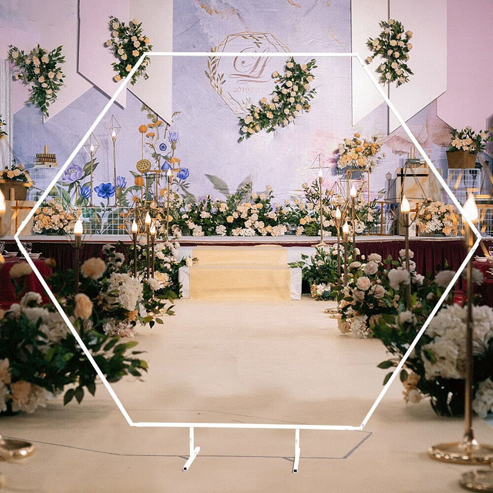 Miumaeov Hexagon Arch Backdrop Stand White 2M Iron Hexagon Arch Stand ...