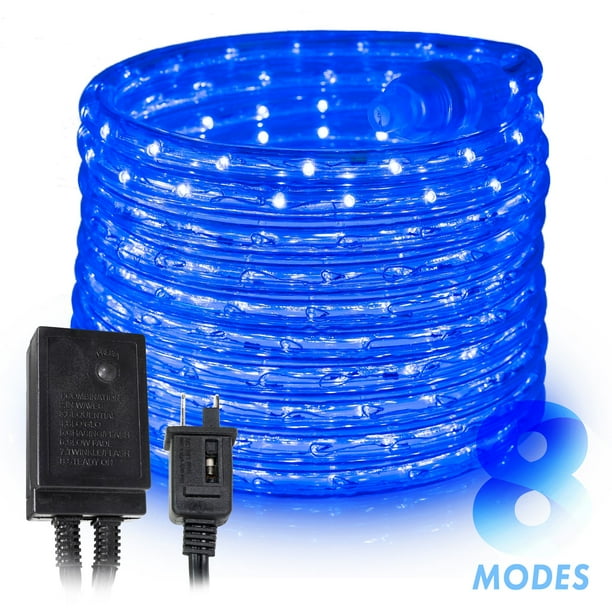 Blue 1/2" LED Rope Lights with 8 Lighting Modes Controller, IP65 ...