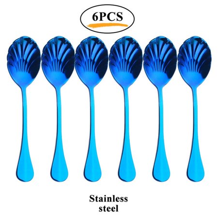GOMYHOM 6Pcs Shell Shape Stainless Steel Teaspoon Coffee Spoons Ice ...