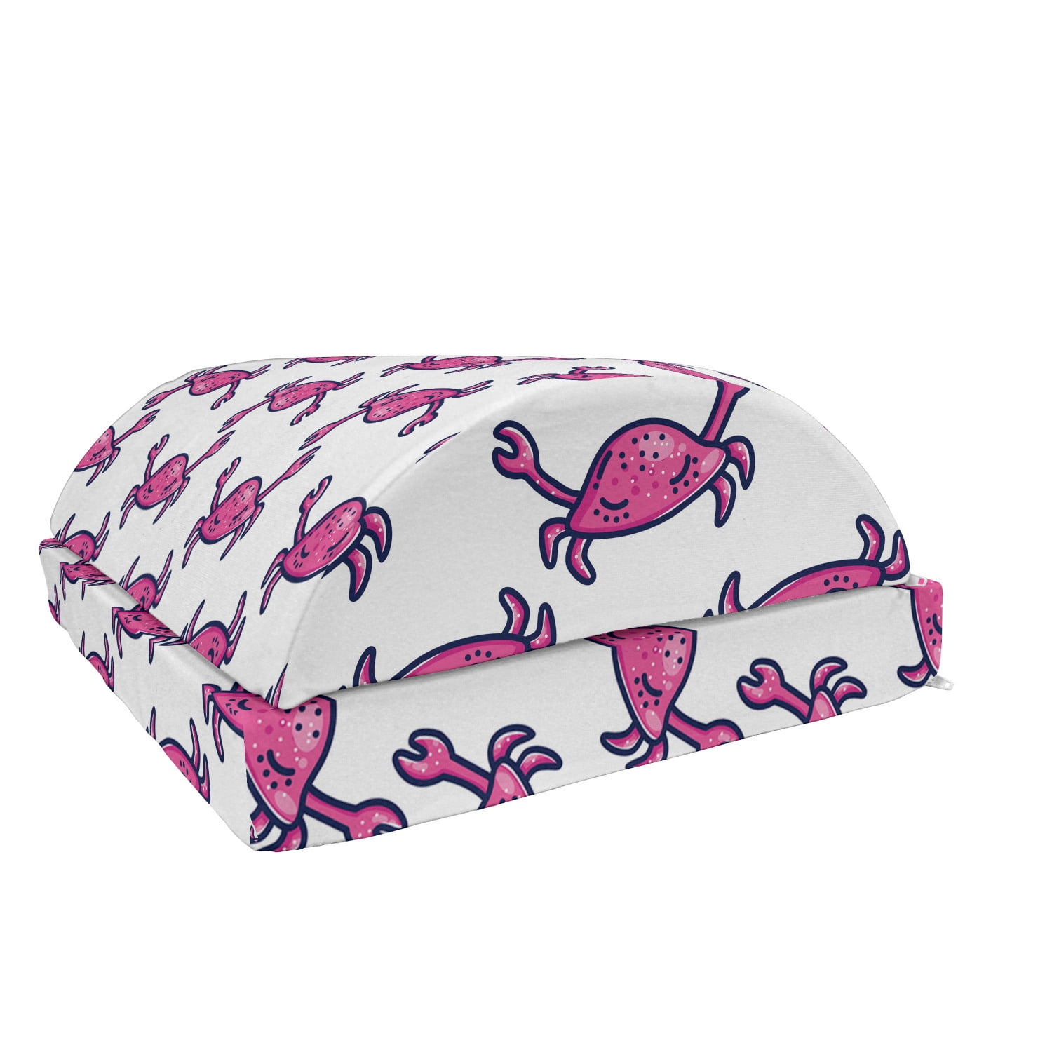 Nautical Foot Rest, Crabs Doodle Sea Characters in Cartoon Style Fish ...