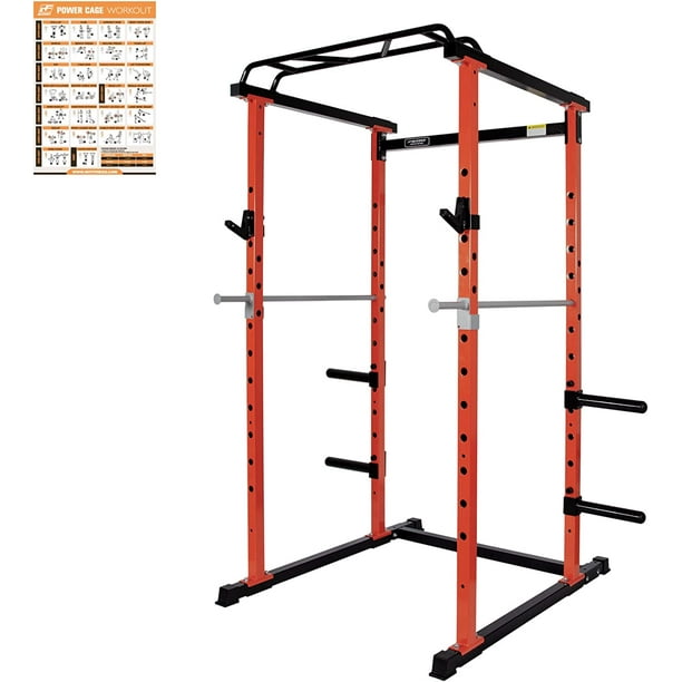 RitFit 1000LB Capacity Power Cage Rack with 2" x 2" Uprights & 12 ...