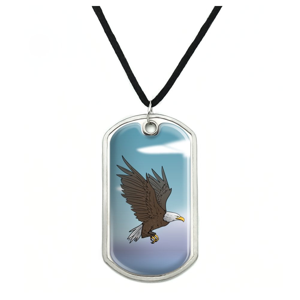 Bald Eagle Flying Military Dog Tag Pendant Necklace with Cord - Walmart.com