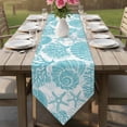 Aqua Coastal Table Runner Linen Burlap Table Runner 90 Inches Long ...