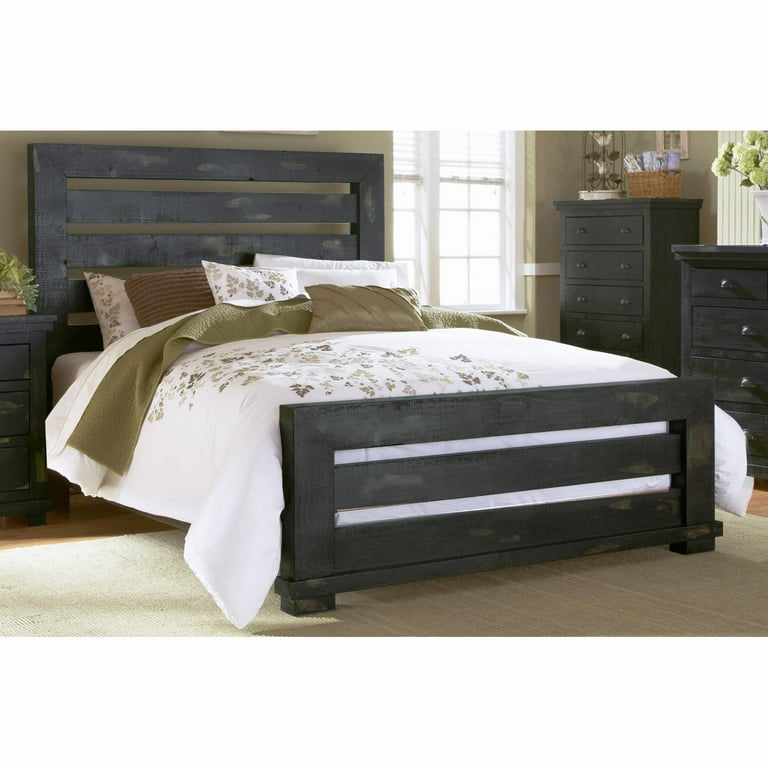 Progressive Furniture Willow King Wood Slat Headboard in Distressed Black