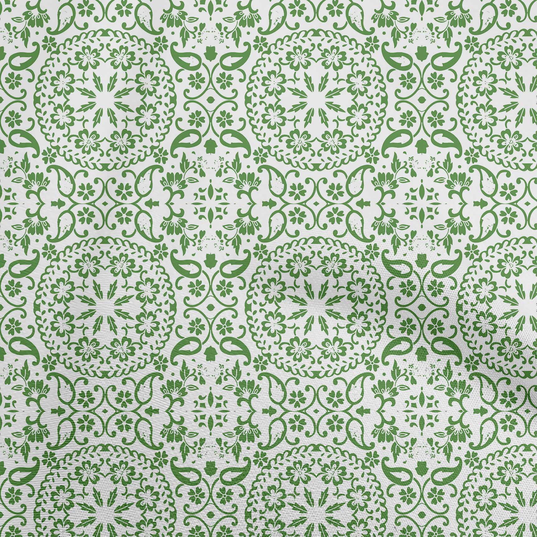 oneOone Viscose Chiffon Green Fabric Asian Block Floral Diy Clothing ...