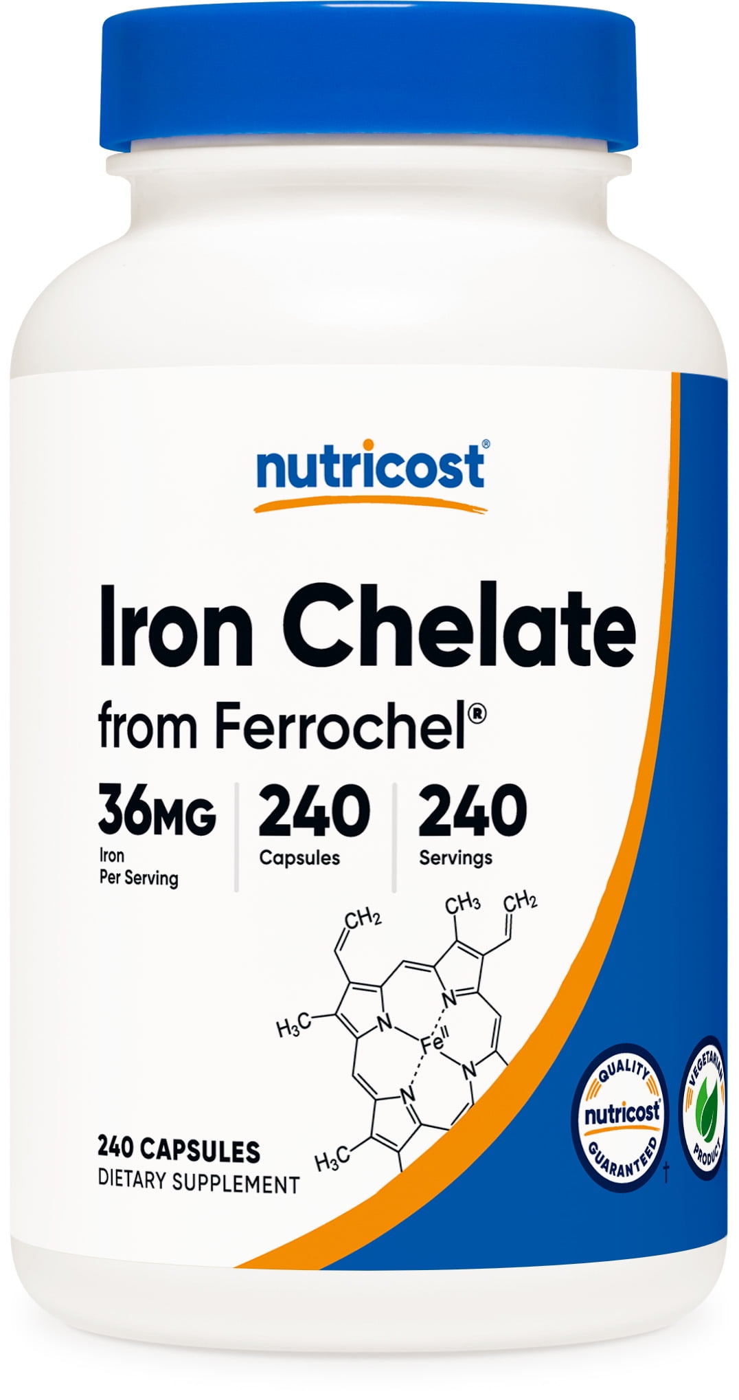 Nutricost Chelated Iron Supplement, As Ferrochel, 36mg, 240 Capsules ...