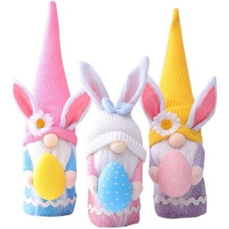 Easter Gnome Bunny with Easter Egg, Handmade Plush Easter Faceless ...