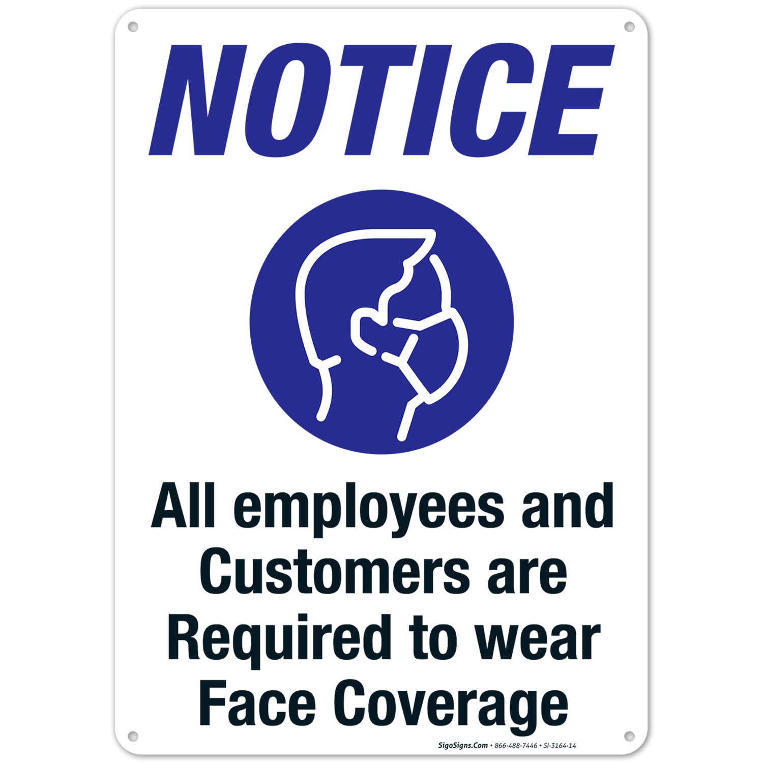 Face Mask Signs For Businesses Bilingual, 10x14 Aluminum - Walmart.com