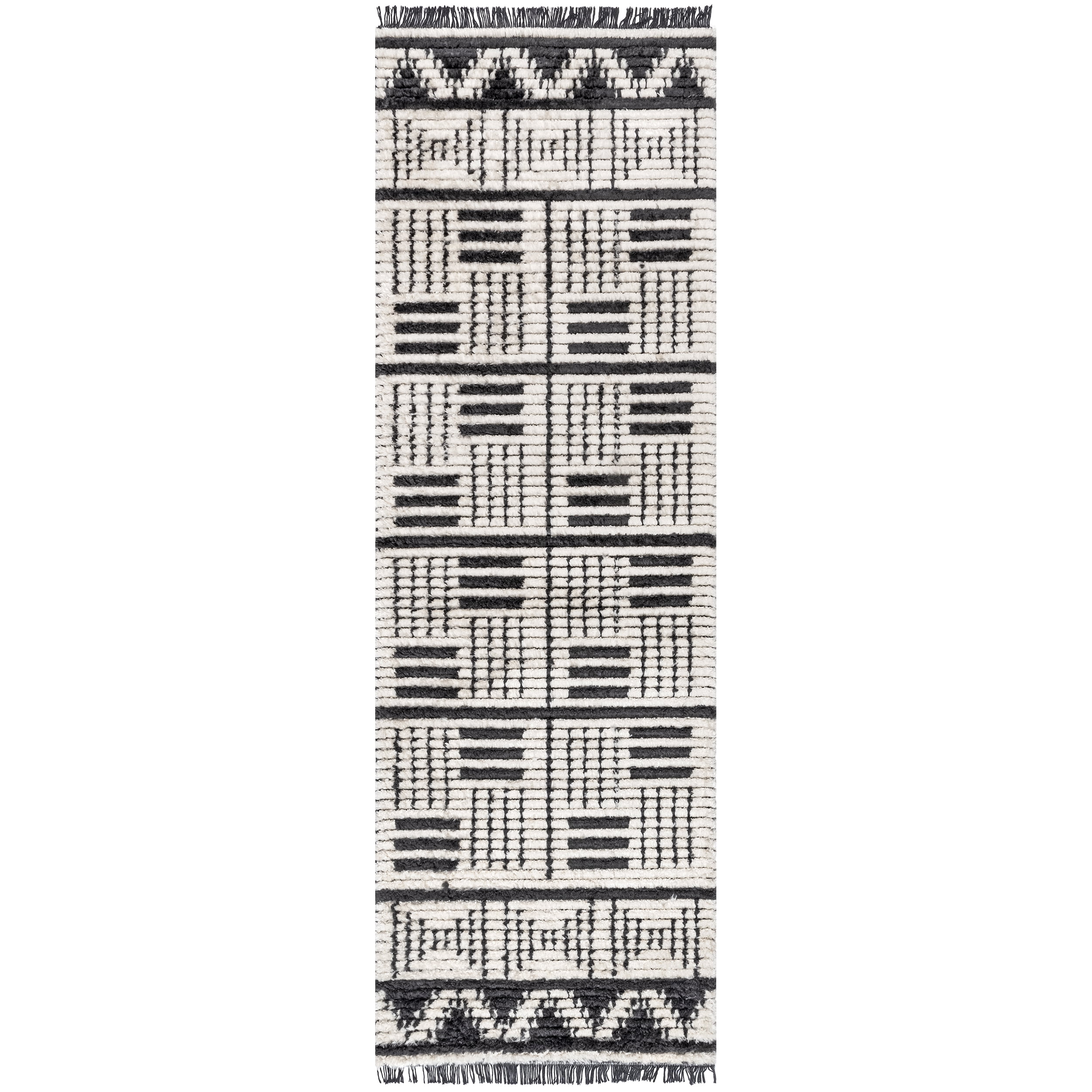 nuLOOM Christy Aztec Soft Shag Fringe Runner Rug, 2' 8" x 8', Beige ...