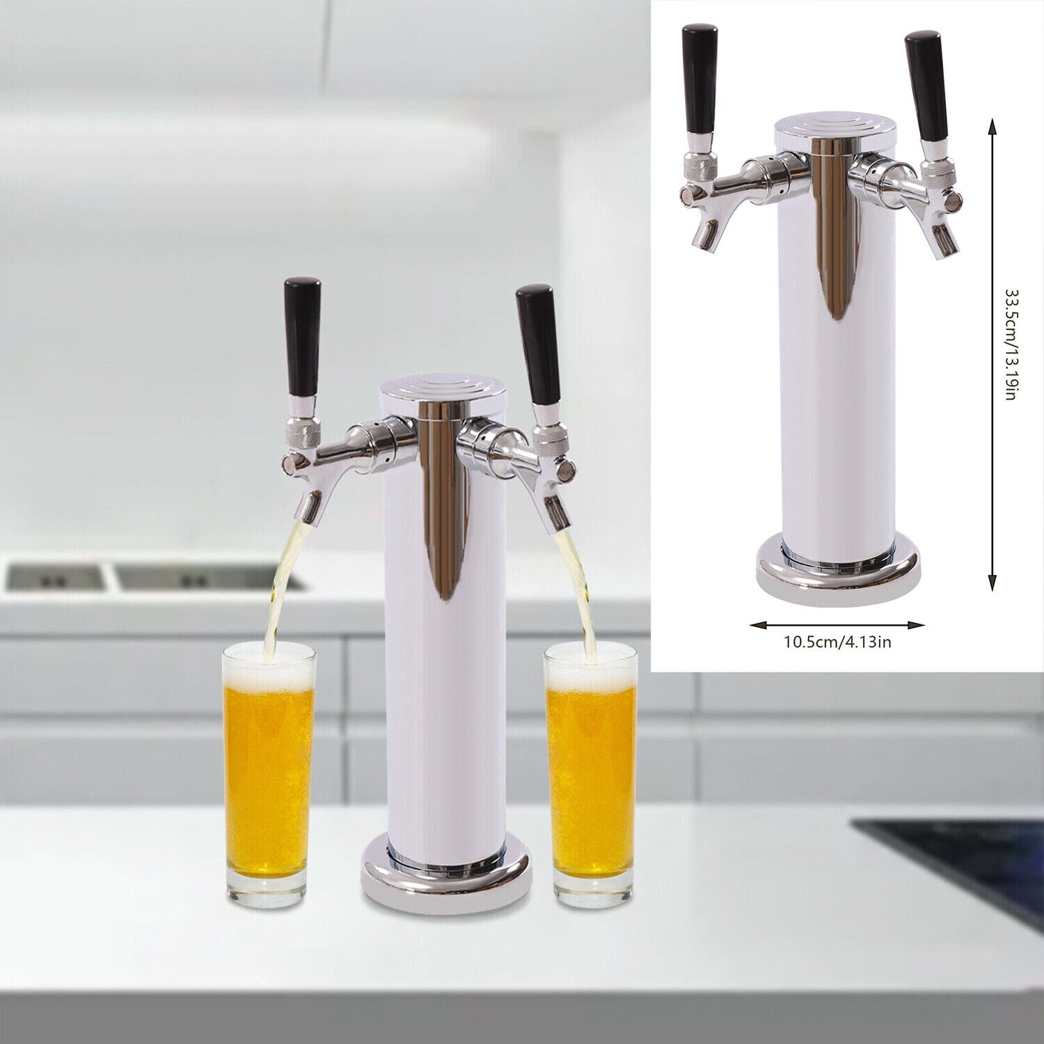 Stainless Steel Double-Faucet Beverage Dispensing Tower Beer Column Kit ...