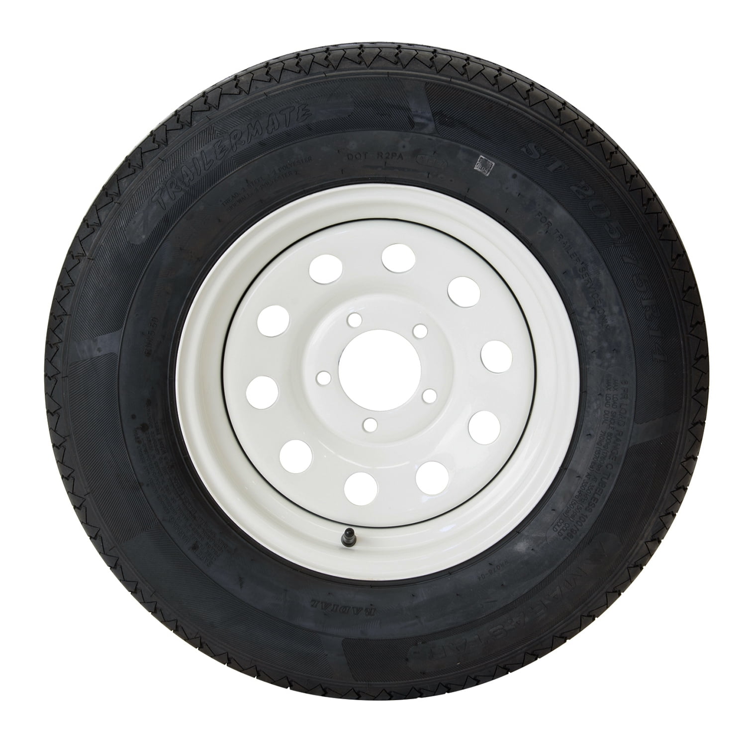 Marastar 80502 205/75R14 Radial Trailer Tire Modular White Steel 5/4.5 ...