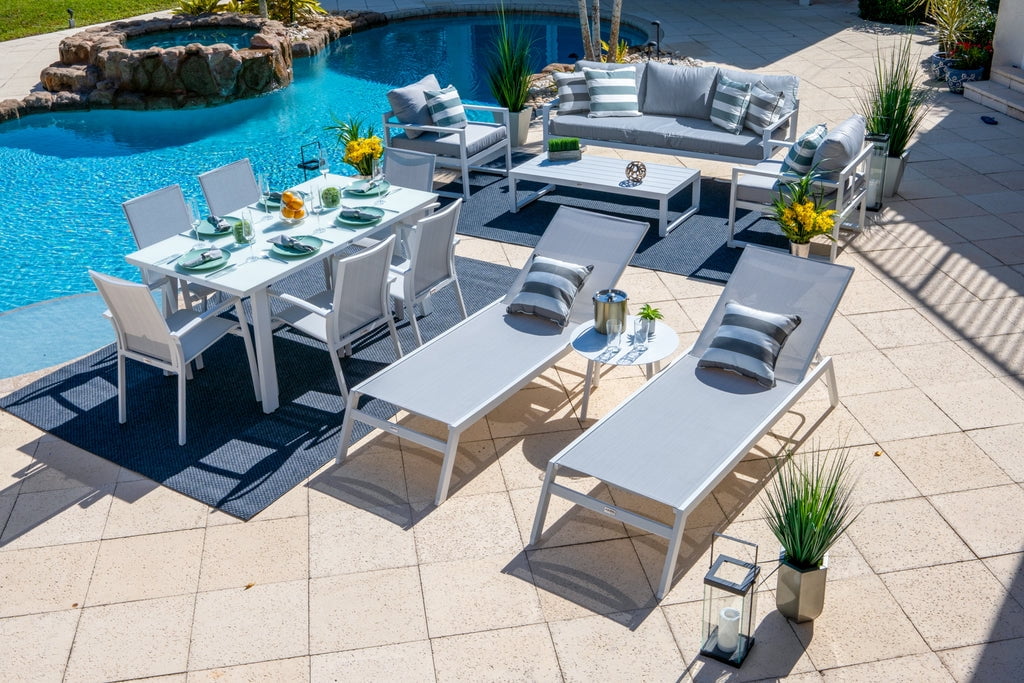 Juno 14-Piece Large Aluminum Combination Furniture for Patio Outdoor ...