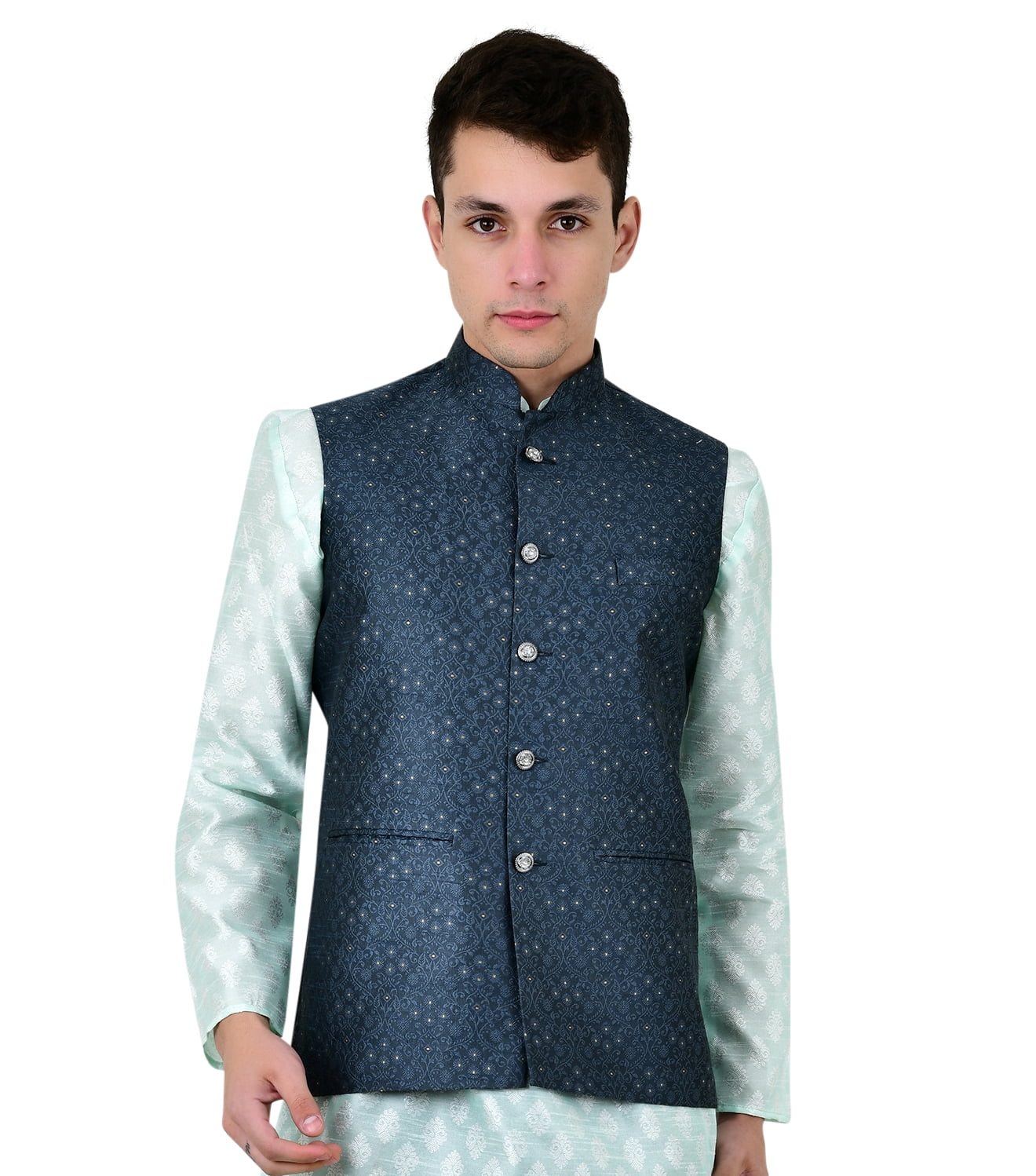 Sonakshi Fashion Men's Brocade Waistcoat Bandhgala Festive Jacquard ...