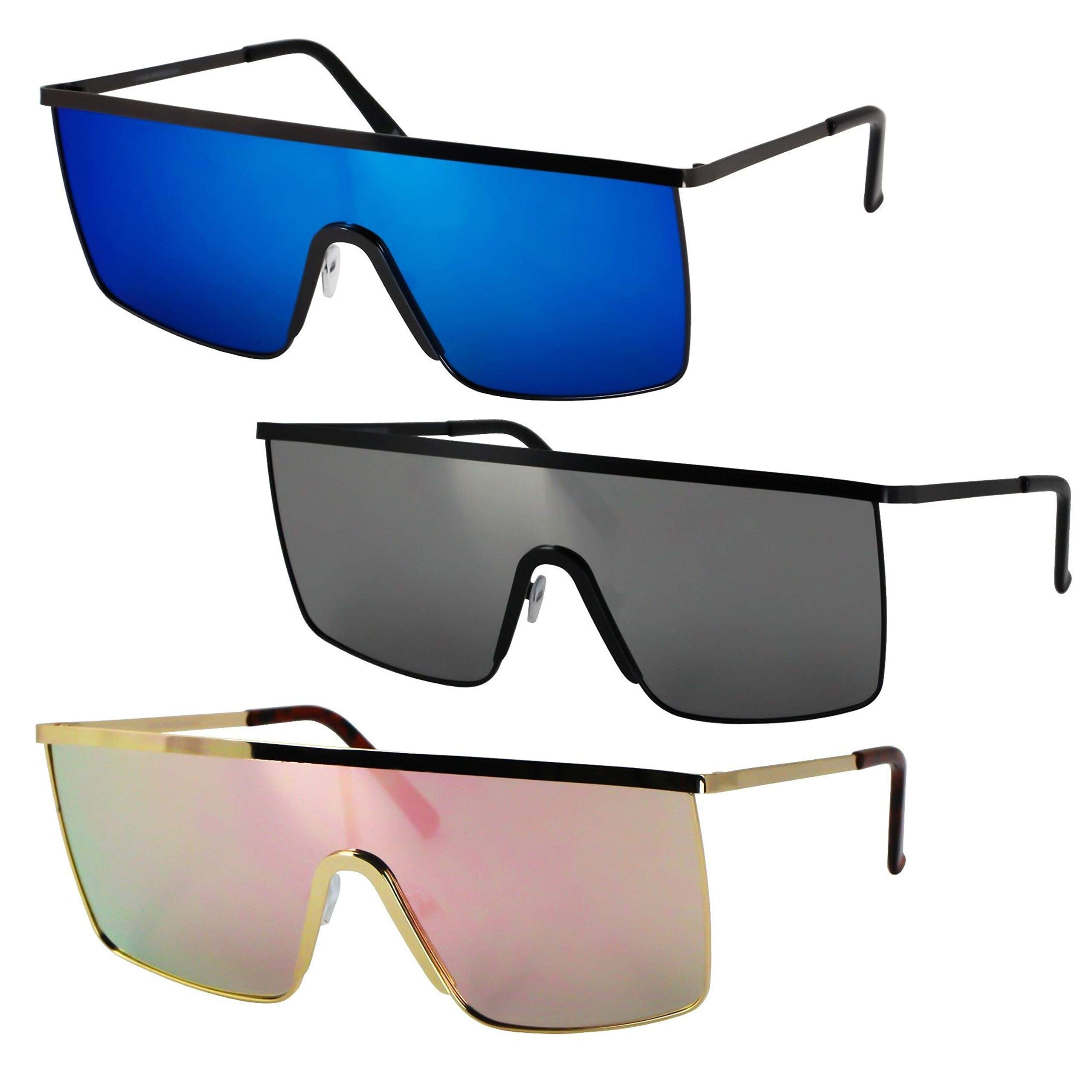Flat Top Square Vintage Retro Shield Visor Style Aviator Sunglasses ...