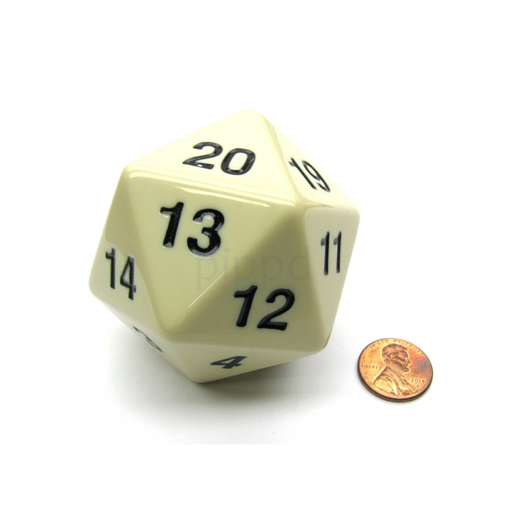 Koplow Games 55mm Jumbo 20-Sided D20 Countdown Dice - Opaque Ivory with ...