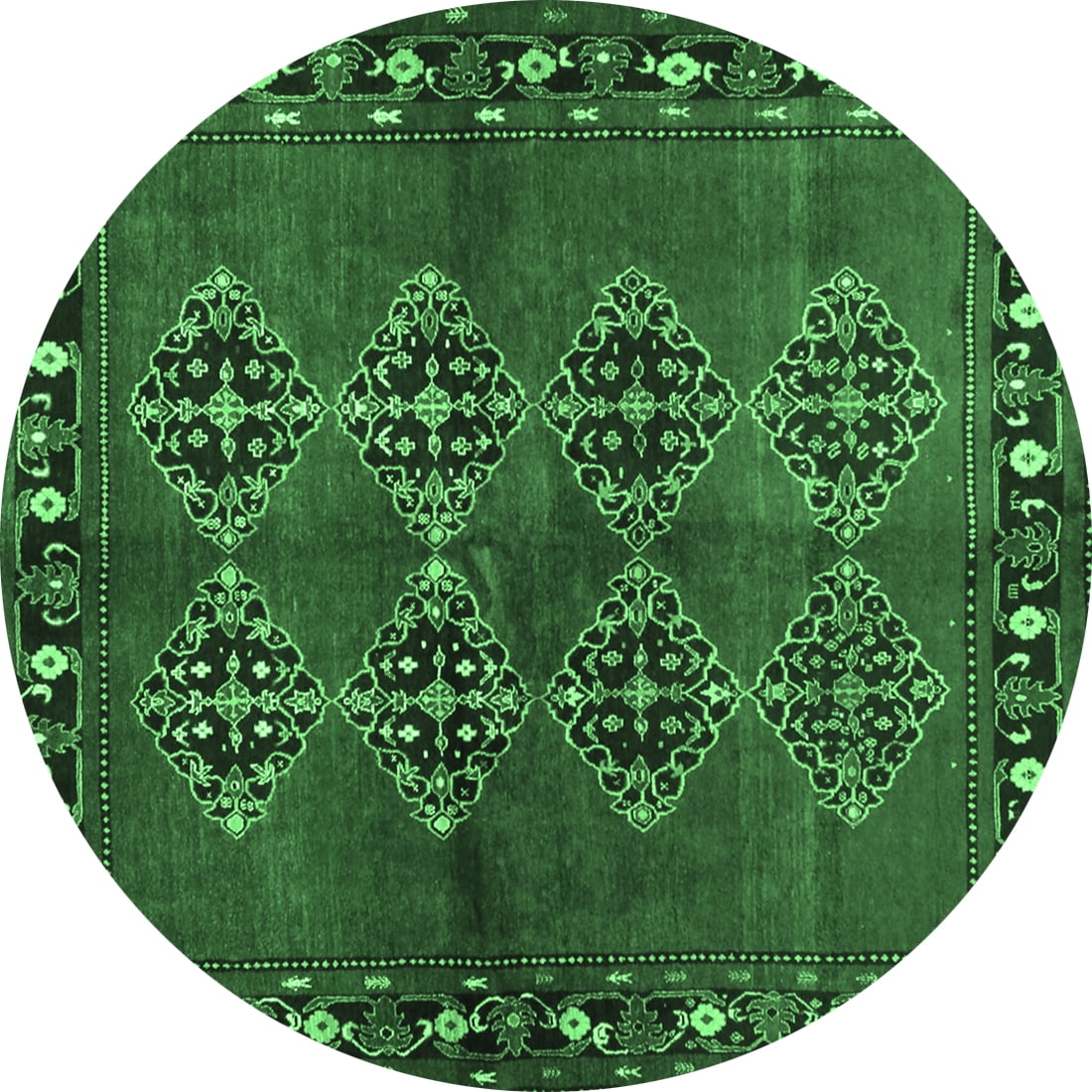 Ahgly Company Indoor Round Abstract Emerald Green Contemporary Area ...