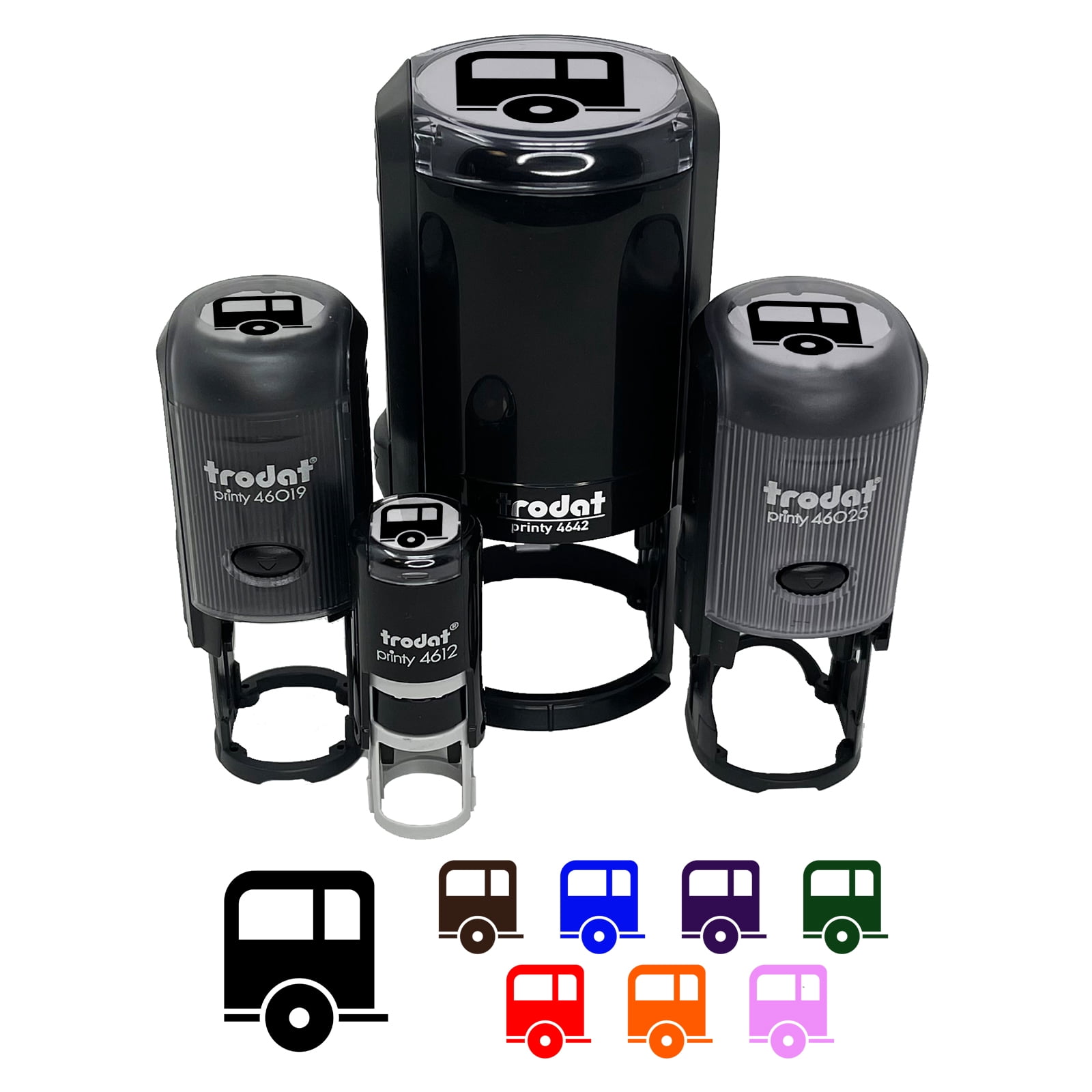 Camper Trailer Camping Icon Self-Inking Rubber Stamp Ink Stamper - Lime ...