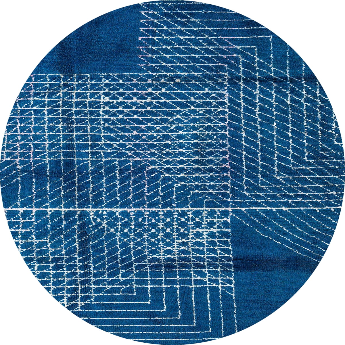 Ahgly Company Indoor Round Abstract Blue Abstract Area Rugs, 8' Round ...