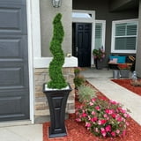 Poetree 4ft Faux Boxwood Spiral Topiary Trees, Indoor/Outdoor Natural ...