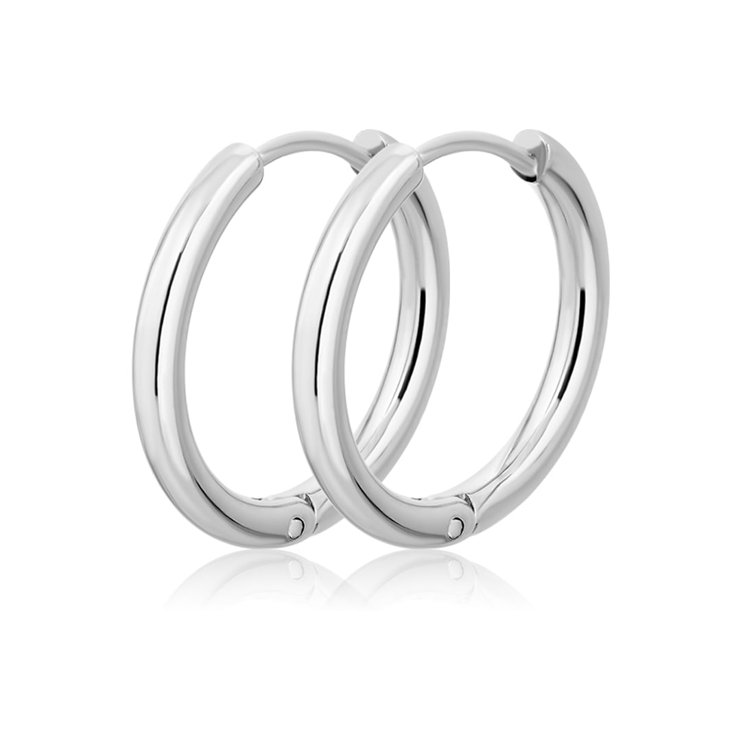 Click here for Jeenmata Dainty Huggie Hoop Earrings In White Gold... prices