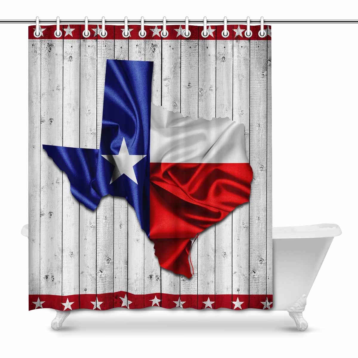MKHERT Texas State Flag & Map & Stars On Wood House Decor Shower ...