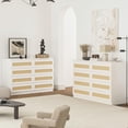 8 Drawer Double Dresser for Bedroom, Rattan Chest of Dressers, Modern ...