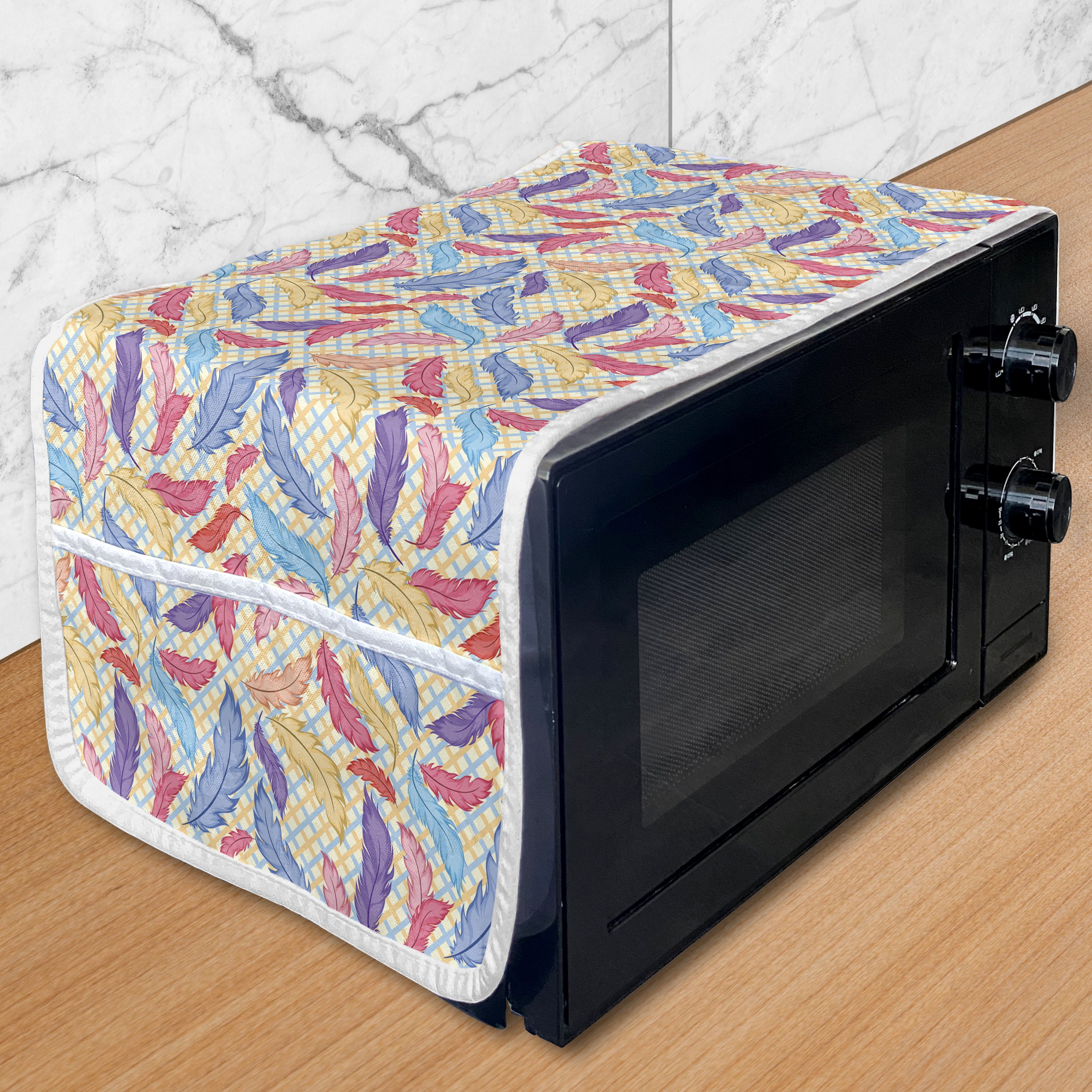 Colorful Microwave Oven Cover, Different Vane Feather Types on a Square ...