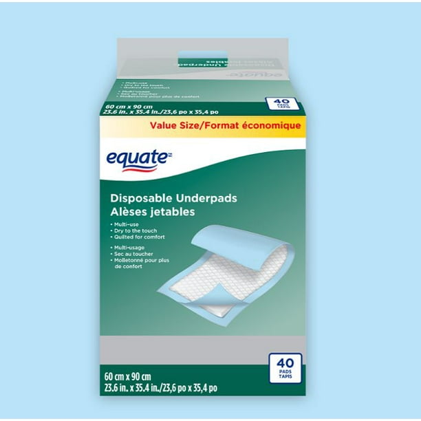 Equate Disposable Underpads, 60x90cm, pack of 40 - Walmart.ca