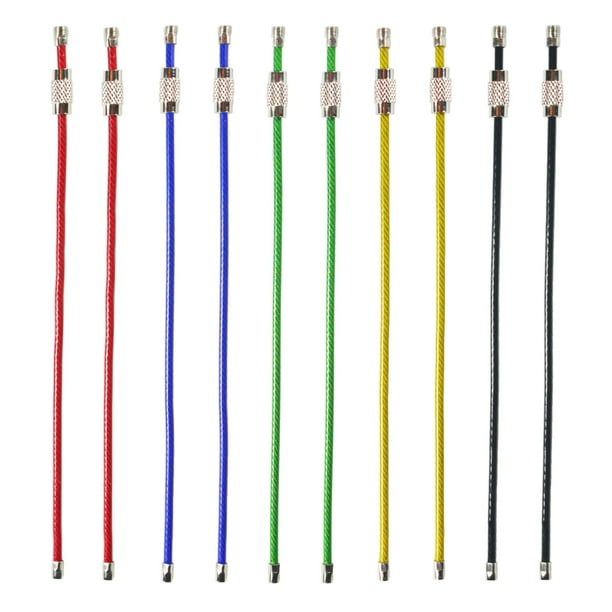 20pack Colored Nylon Coated Stainless Steel Wire Keychains 2mm 6.3 ...
