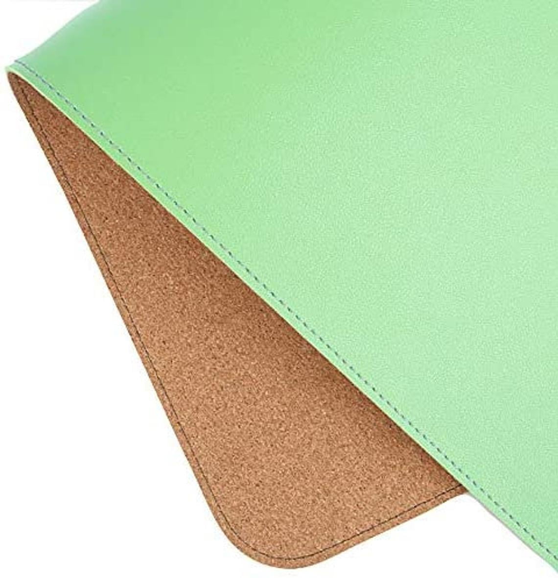 Desk Pad Cork Natural, Dual Side PU Leather Stitched Desk Mat Table ...