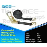 Mega Cargo Control 8 Pack Heavy Duty 2" x 30' Ratchet Tie Down Strap W ...